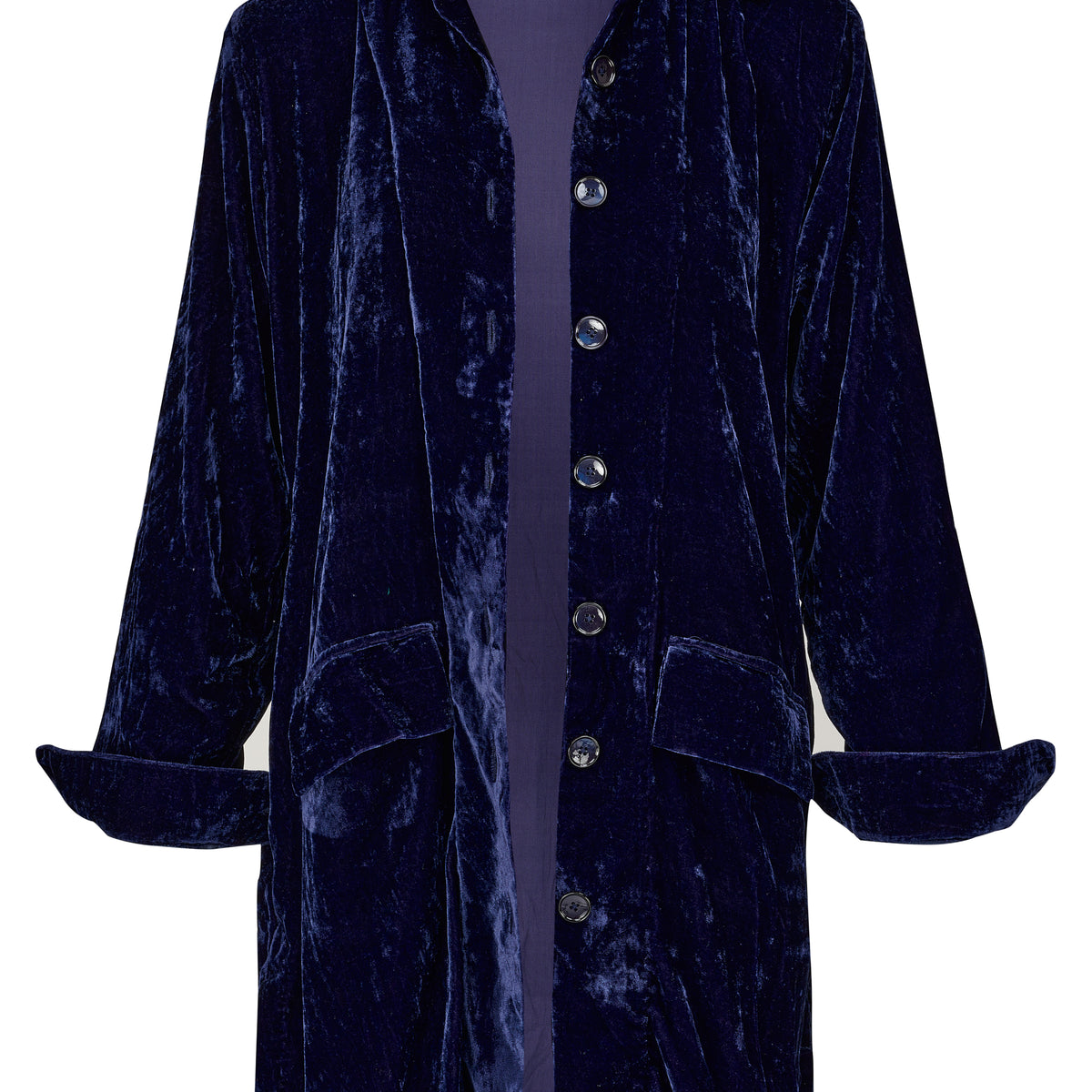 Kensington Silk Velvet Shirt/Jacket In Navy – At Last Shop