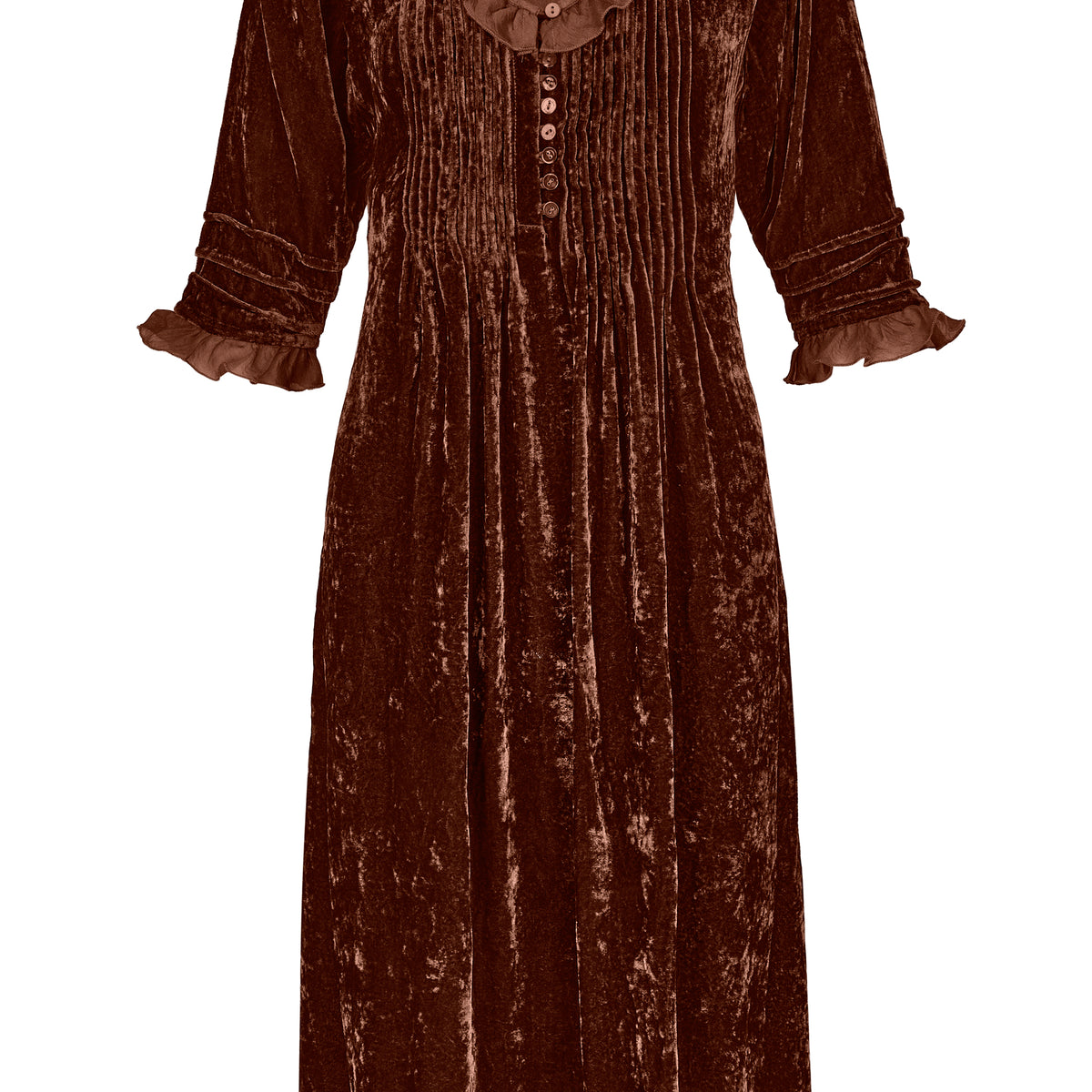 Silk Velvet Karen Dress in Chocolate – At Last Shop